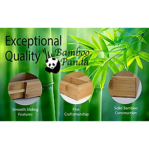 Bamboo Panda: 7 Compartment Expandable Drawer Organizer - 100% Natural Bamboo - Silverware, Utensil, Cutlery Tray & Home/Office Organizer