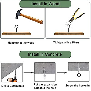 Screw Hooks for Hanging, 6 Packs Safety Buckle Design Q-Hanger for Outdoor String Lights, Outdoor Hooks for Hanging Plants Windproof Cup Hooks for Wind Chime and Baskets, Black