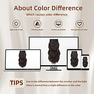 Fliace Clip in Hair Extensions, 6 PCS Natural & Soft Hair & Blends Well Hair Extensions, Dark Brown Long Wavy Hairpieces(20inch, 6pcs, Dark Brown)