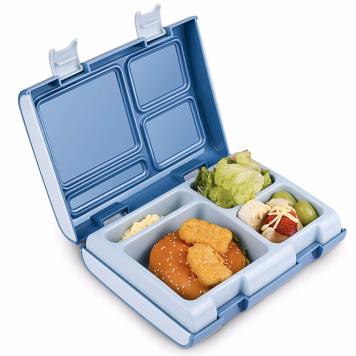 Acupteatech Lunch Bento Box, Leak Proof 4-Compartment Food Container 1200ml Large Capacity, BPA Free, Portion Meal Prep Snack Packing, Durable Perfect for Picnics, Camp, Travel—Blue