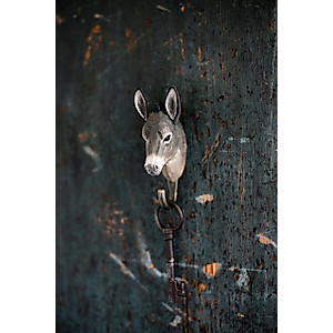 WILDLIFEGARDEN Hand-Carved Donkey Hook, Sturdy Wood Wall Hook with Artisanal Life-Like Figurine, Easy-to-Install, Designed in Sweden