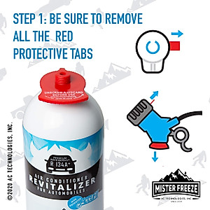 Mr. Freeze Car Air Conditioner Synthetic R134A Refrigerant, AC Recharge Kit with Hose and Wireless Digital Temperature Sensor, 14 Oz