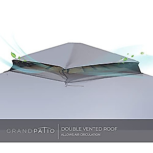 Grand Patio Replacement Canopy Top for 10x13 FT Outdoor Gazebo, Double Tiers Polyester Canopy Top Water-Resistant Anti-UV Shelter Sun Shade with Mesh Netting