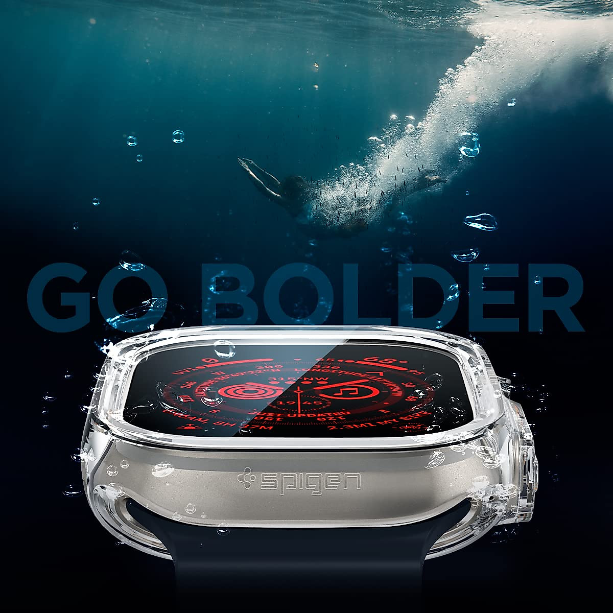 Spigen Ultra Hybrid Designed for Apple Watch Ultra 2/1 49mm Case with Full Coverage Screen Protector - Crystal Clear