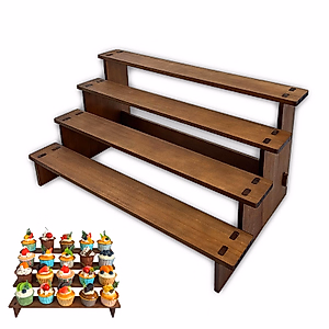 Umgozrz Wooden Cupcake Stand 4 Tier Cupcake Stand Cupcake Holder Rustic Wood Cupcake Display Stand Wooden Dessert Display Stand