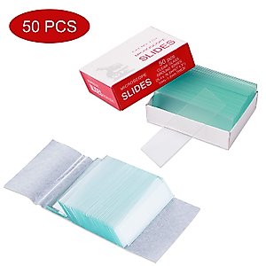 Pre-Cleaned Blank Microscope Slides Kit丨50PCS Ground Edge Glass Microscope Slides and 100PCS Square Cover Glass Slips Coverslips Set for Lab Science