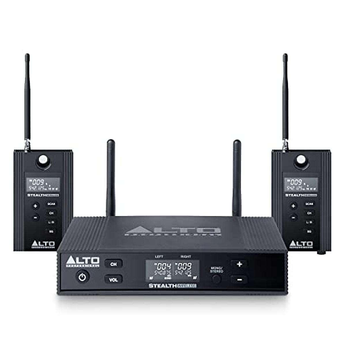Alto Professional Stealth MKII-UHF Stereo Wireless Audio System for Active Speakers with Transmitter and 2 Receivers, 2 XLR Ins, Expandable
