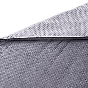 BlanQuil Quilted Weighted Blanket (Grey 15lb) W/Removable Cover, 47x74,