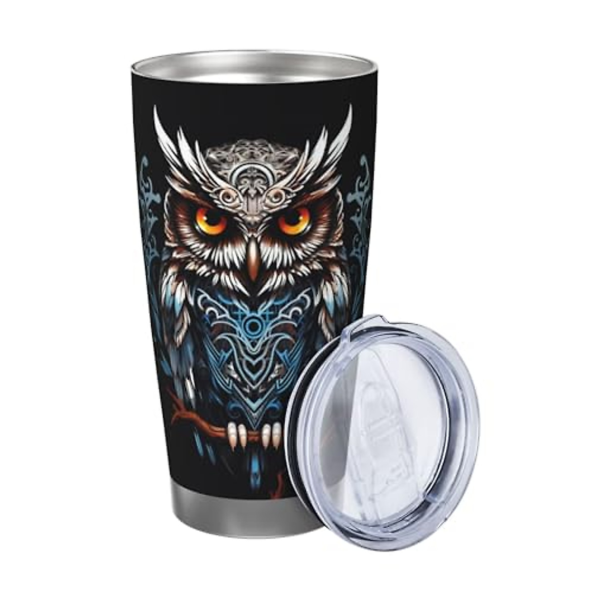 owl Tumbler with Lid and Straw 20oz Stainless Steel Car Cup for Hot and Cold Drinks, Double Wall Insulated Travel Coffee Mug Reusable Drink Thermos Cup Birthday Gifts
