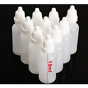 XINGZI 50PCS 15ml/0.5oz Empty Refillable Clear Plastic Dropping Bottles Portable Squeezable Dropper Container with Plugs and Screw Caps for Cosmetic Essential Oil