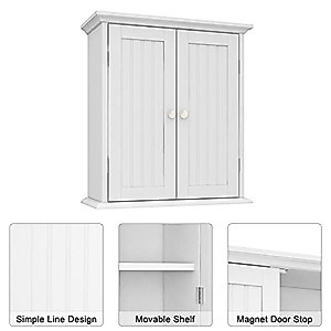 ChooChoo Bathroom Wall Cabinet, Over The Toilet Space Saver Storage Cabinet, Medicine Cabinet with 2 Door and Adjustable Shelves, Cupboard
