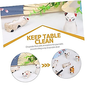 Ciieeo 6pcs Cat Chopstick Rest Chopstick Rack Pillow Ceramic Chopsticks Stand Tableware Holder Ceramic Rabbit Figurine Decorative Chopstick Rest Spoon Rest Holder Kitten Ceramics