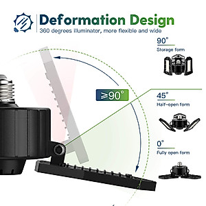 FREELICHT 2-Pack LED Garage Light, 60W LED Shop Light with E26/E27 Medium Base, 6000LM Triple LED Garage Lighting, 6500K Screw in LED Tri Light for Attic, Basement