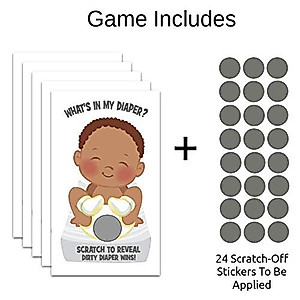Whats In My Diaper Baby Shower Scratch Off Game | African American | 24 Cards - 1 Winner | Baby Shower Games | Baby Shower Prizes | Door Prizes | Diaper Party | Dirty Diaper Game