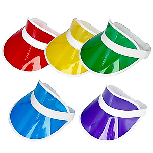Yuanhe Clear Sun Visor Plastic Casino Dealer Poker Visors Beach Sunhat for Women UV Protection 5PCS Multicolor