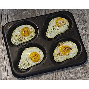 LloydPans Egg Pan, 9.5 x 11 Inch 4-Cavity Irregular Egg Pan, Pre-Seasoned PSTK