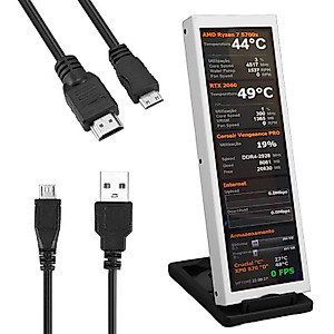 7.9 Inch CPU Hardware Temperature Monitor External Expansion Display, IPS CPU GPU SSD Data Temperature Monitor Panel for PC ARGB Computer Case Secondary Screen