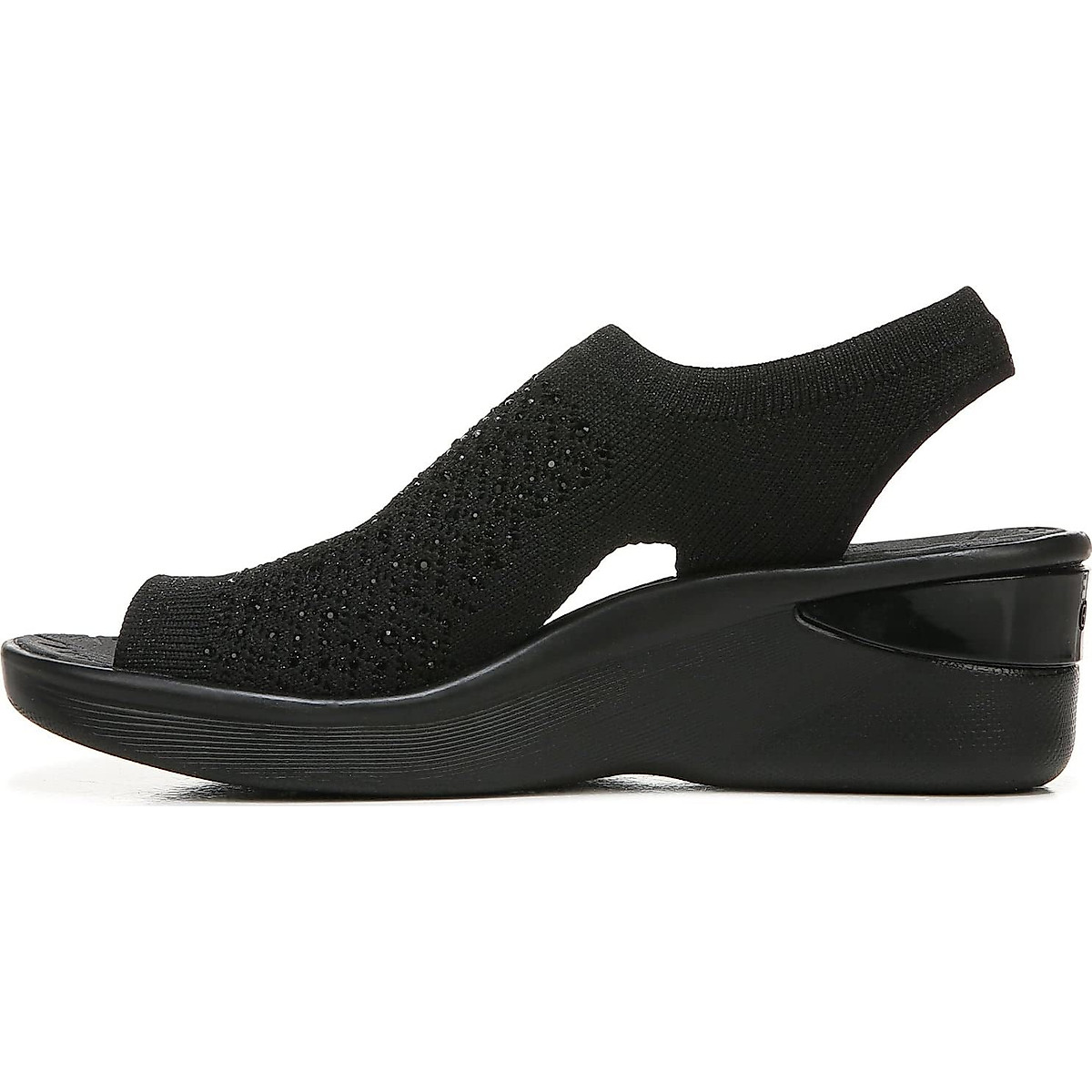 BZees Womens Star Bright Slingback Wedge Sandal, Black, 9 US