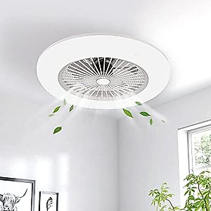 Modern Ceiling Fan with Lights,Adjustable Speed,Remote Control, 22 inch Invisible Acrylic Dimmable Lighting Fan Chandelier for Bedrooms Workout Room in White