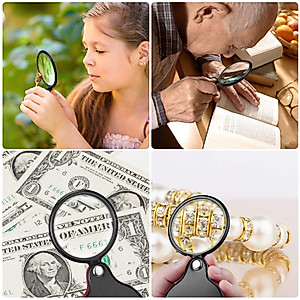 2PCS Upgrade 10X Small Magnifying Glasses for Kids/Senior, Pocket Magnifier for Reading/Close Work, Mini Folding Magnifying Magnify Glass with Protective Sheath, Ideal for Repairing/Hobby/Coins, 1.96"