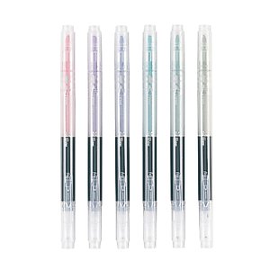 Erin Condren Pastel & Black Dual-Ink Dual-Tip Highlighter Pens 6-pack. 6 Barrels and 7 Colors Total. Fine Tip Black Ink Markers and Assorted Color Chisel Tip Highlighters