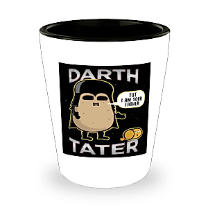 mmandiDESIGNS Funny Sci Fi Gag Potato Darth Saying You Are My Son To Tater Tot Outer Space Shot Glass Awesome Present Idea