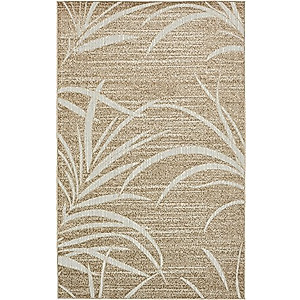 Unique Loom Outdoor Botanical Collection Area Rug - Orlando (5' 1" x 8' Rectangle, Beige/ Cream)