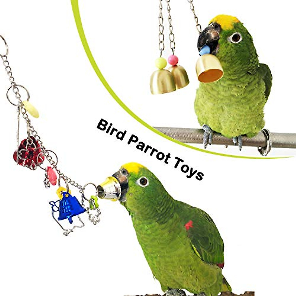 6pcs Bird Parakeet Toys Ladders Swing Colorful Chewing Bird Parakeet Cage Accessories Hanging Bell Pet Cockatiel Toys for Bird Cage for Small Birds, Love Birds, Conures, Macaws, Parrots, Finches