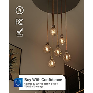 Sunco 10 Pack G25 Globe Light Bulbs LED Edison Vanity Light Bulbs, CRI90 3000K Warm White, Dimmable, 5W=60W, Clear Vintage Filament Globe, 500 Lumens, E26 Base Indoor Outdoor Clear UL