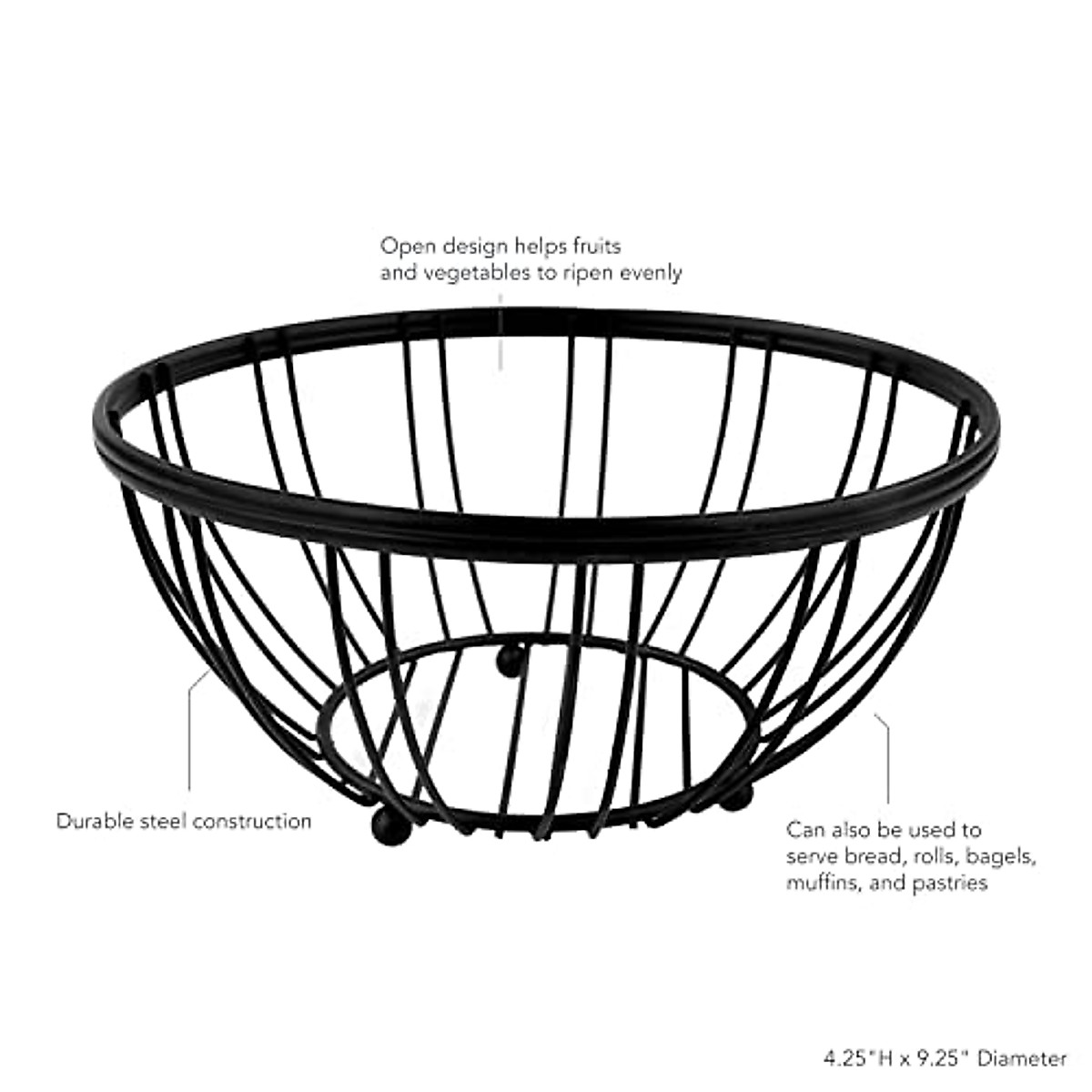 Spectrum Diversified Contempo Countertop Collection Fruit Bowl, Black