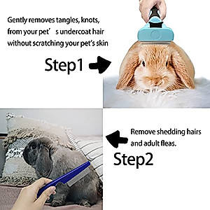Falltail 3pcs Rabbit Bunny Grooming Kit with Bunny Grooming Brush Nail Clipper Grooming Comb for Rabbit Bunny Guinea Pig Shedding