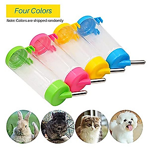 NAOEDEAH 2 Pack 16 oz Large Rabbit Guinea Pig Water Bottle no Drip for Cage no Leak Rat Small Animal Dog Hamster Water Bottle Water Bottle Attaches to Cage Bunny Water Dispenser,Ship by Random Color