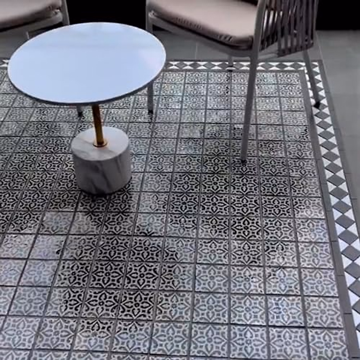 Painted Black White Ceramic Tile 4x4 - Moroccan Hand Painted Square Tile Zellige for Kitchen Backsplash, Outdoor/Indoor Tiles Bathroom or Shower Tile, Handmade Ceramic Traditional Tile (20 Tiles)