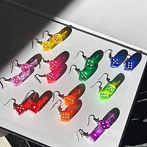 11 Pairs 3D Dice Earrings Funny Weird Aesthetic Cool Quirky Cute Kawaii Indie Earrings for Women