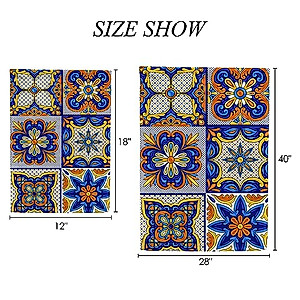 Mexican Talavera Ceramic Tile Holiday Garden Flag Vertical Double Sized Durable Polyester Fabric Non-Fade Outdoor Decoration Flag Banner for Christmas Halloween 28x40in
