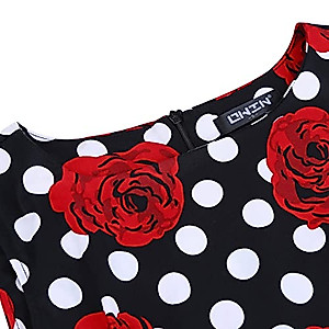 OWIN Women's Vintage 1950's Floral Spring Garden Picnic Dress Party Cocktail Dress