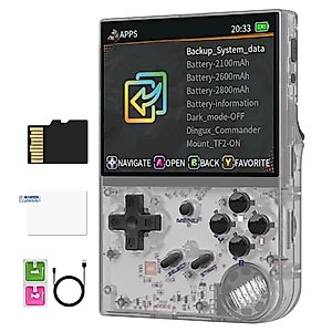 RG35XX Handheld Game Console Linux Garlic OS, HDMI and TV Output 3.5 Inch IPS Screen 64G TF Card 6800+ Classic Games 2600mAh Battery (RG35XX-Transparent White latest)
