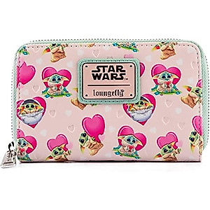 Loungefly Star Wars Manalorian Grogu Valentines Zip-Around Wallet Star Wars One Size