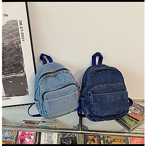 GGOOB Small Backpack Purse for Women Womens Backpack Purse for Women Mini Backpack Purse Aesthetic Purse Denim Purse (Dark blue)