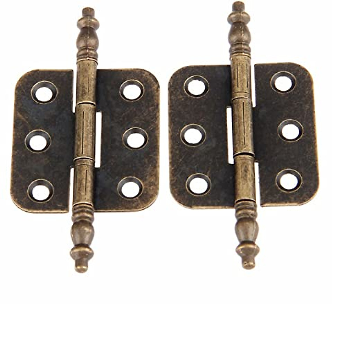 TBMAKE Door Hinges 10pcs Antique Bronze Crown Head Hinge Jewelry Gift Box Decorative Hinge for Cabinet Furniture Hardware