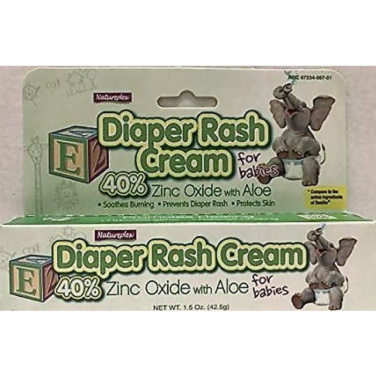 Natureplex Diaper Rash Cream with Zinc Oxide and Aloe, 3-ct