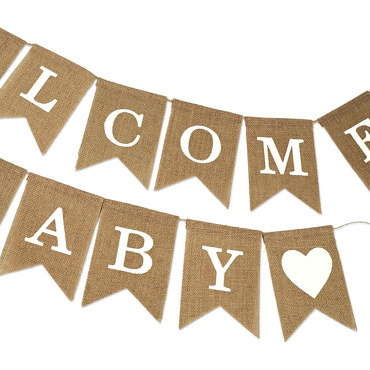 Anwyll Welcome Baby Burlap Banner,Baby Shower Decoration Banner,Pre-Strung Oh Welcome Baby Shower Sign for Backdrop,Adorable Neutral Gender Reveal Party Decor,Baby Announcement Sign for Girls Boys
