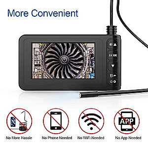 Industrial Endoscope, SKYBASIC Digital Borescope Sewer Camera IP67 Waterproof 4.3 Inch LCD Screen HD Snake Camera Inspection Camera with 6 LED Lights, Semi-Rigid Cable, 32GB Card and Tool -16.5FT