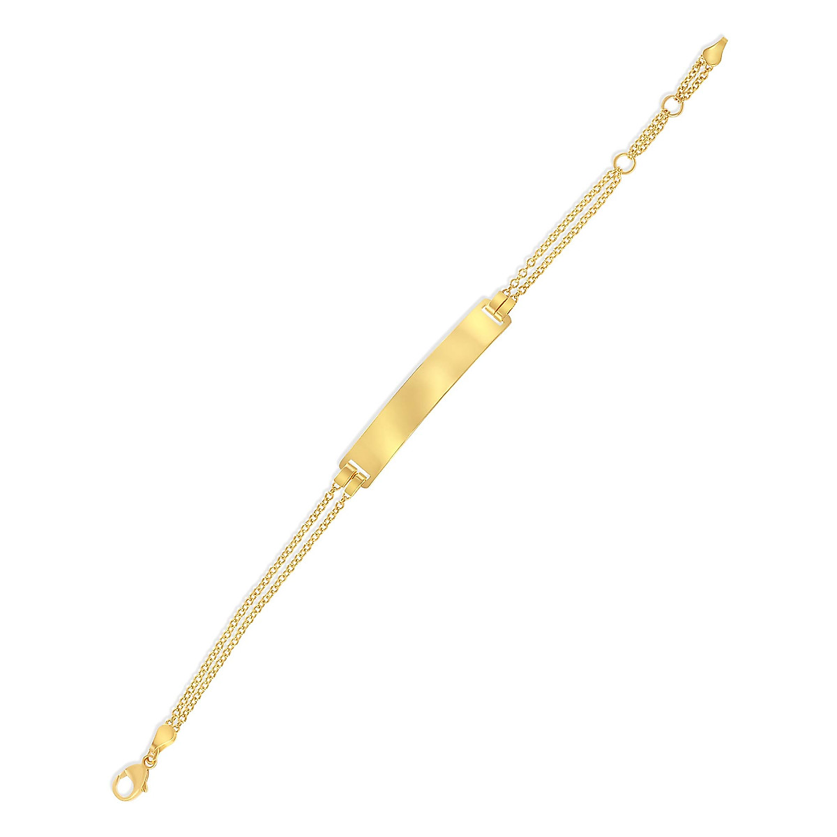 14kt Yellow Gold Name Bar Id Bracelet – Handmade 18k Solid Personalized Bracelets - Free Customizable Engraving Identification – Elegant Women's Gift Adjustable 6.5 ,7 ,7.5 Inches (Yellow, gold 14k)