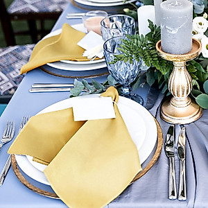 ANECO 12 Pieces Satin Napkins Soft Dinner Napkins Square Table Napkins 17 x 17 Inches for Restaurant Weddings Party Dinner Decoration (Gold)