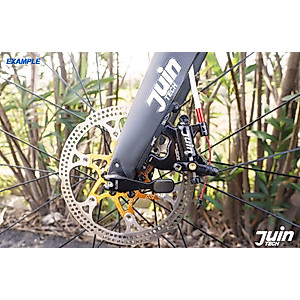 Juin Tech F1 Cable Actuated Hydraulic Bicycle Bike Disc Brake Caliper Set Extra Lightweight Hybrid Brake Set for Flat-Mount Road/Cyclocross/Gravel/E-Bike/Folding Bike use w/160mm 6" rotors (Black)