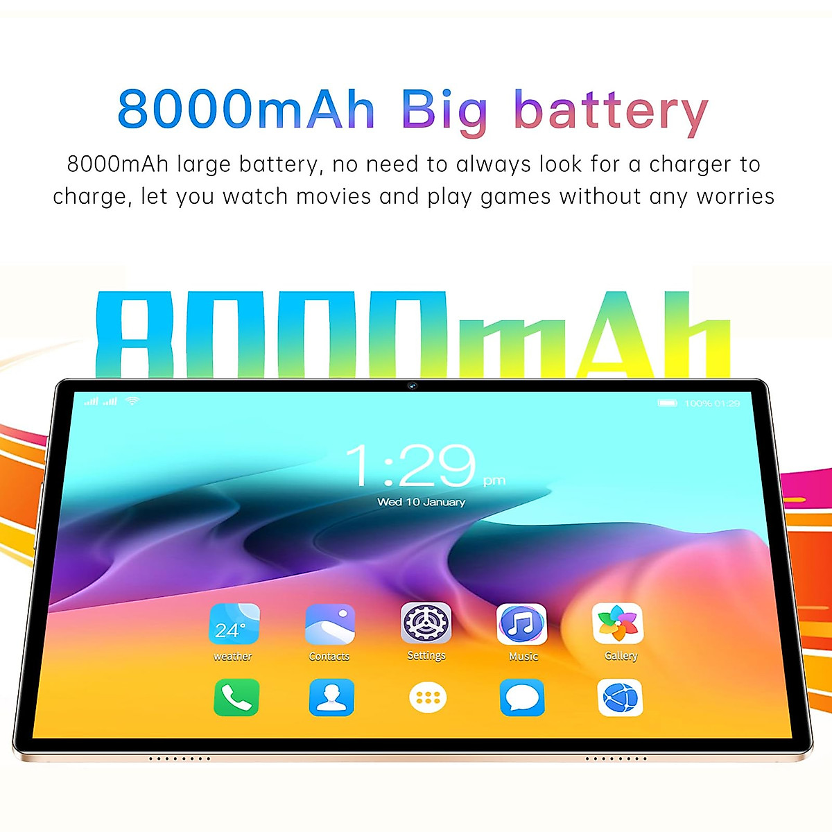 CUIFATI 10 in FHD Tablet with Bluetooth Keyboard, Octa Core 8GB RAM 256 ROM WiFi 4G Tablet for Android 12 System, Kid Tablet Set for Learn (US Plug)