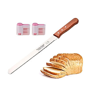 Bread Knife Bread Slicer Stainless Steel 12inch Serrated Bread Knife with 2Pcs fix Cake Knife Food Grade Plastic 5 Layers Separator for Toast Slicer Cake Decorating Tools
