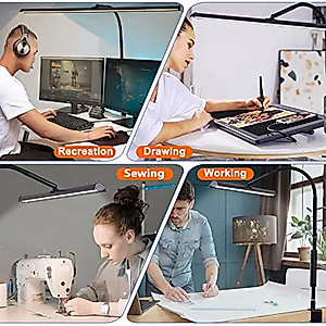 Aunkazey Led Desk Lamp,37.4" Wide Architect Clamp Desk Lamps for Home Office,30W Brightest Led Workbench Desk Light,3 Modes and 5 Dimmable Brightness Task Desk Lamp for Monitor Studio Reading