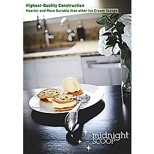 Stainless Steel Ice Cream Scoop by Midnight Scoop - Ergonomic Ice Cream Scooper for Hard Ice Cream - Dishwasher Safe Ice Cream Spade